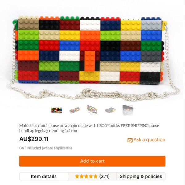 Dark Blue Clutch Purse Made With LEGO® Bricks FREE SHIPPING Purse ...