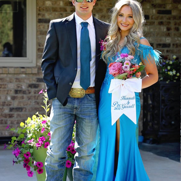 Custom Embroidered Bouquet Wrap Sash Bow HOCO Prom Bouquet Sash With ...