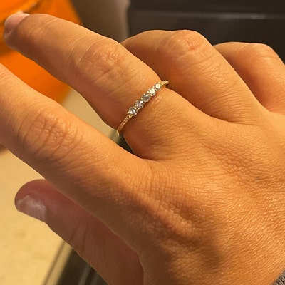 Dainty CZ Stacking Ring, Gold Minimalist Ring, CZ Ring, Simple Diamond ...