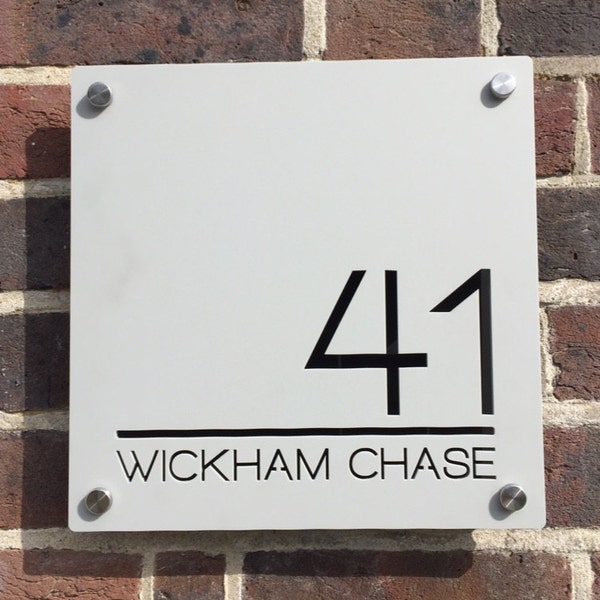 Contemporary House Number Door Sign Large Square 30cm X 30cm Plaque ...