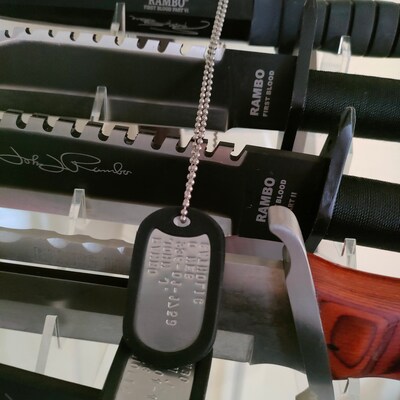 John James 'RAMBO' Military Dog Tags Set Cosplay Prop Replica Stainless ...