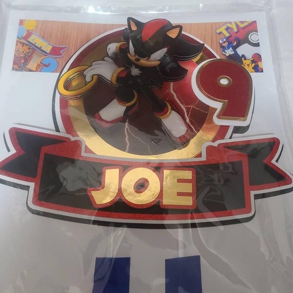 Shadow Hedgehog Cake Topper 3D Style, Customizable Name & Age Sonic ...