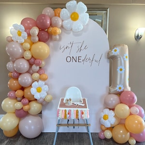 Boho Daisy Flower Balloon Garland Kit Dusty Rose and Retro Yellow ...