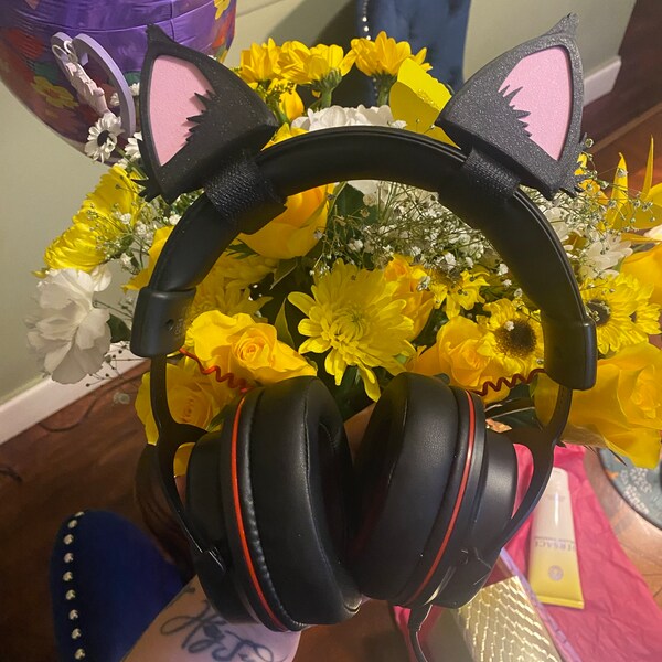 Pink Cartoon Cat Ears, Streaming Headset Cat Ears, Streaming Headphone ...