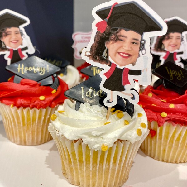Graduation Photo Cupcake Toppers | Custom Photo Face Cupcake Toppers ...