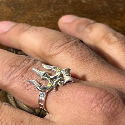 Om Shiv Trishul Ring Brass Ring Ohm Ring Dainty Ring - Etsy