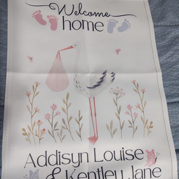 Personalized Birth Announcement Flag, New Baby Garden Flag, Custom Baby ...