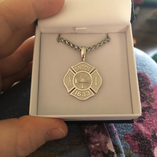 Firefighter Fire Rescue Pendant in Sterling Silver With 24 Stainless ...