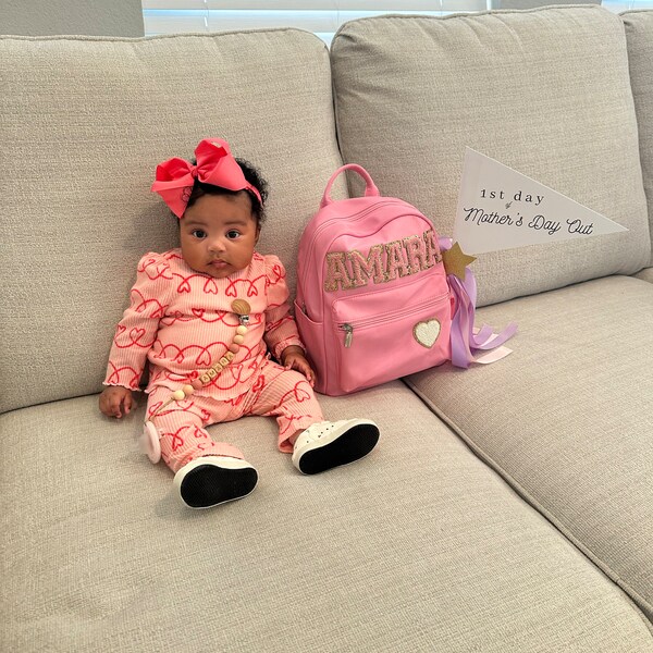 Custom Nylon Mini Backpack With Chenille Letters Personalized Backpack ...