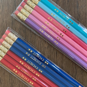 Personalized Pencil Set, 5 Custom Gold Foil Stamped Pencils for ...