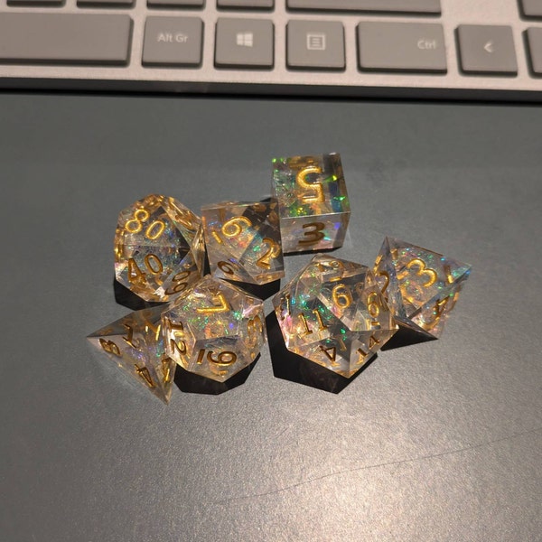 Rainbow DND Dice Set, Transparent Sharp Edge D&D Dice Full Set ...