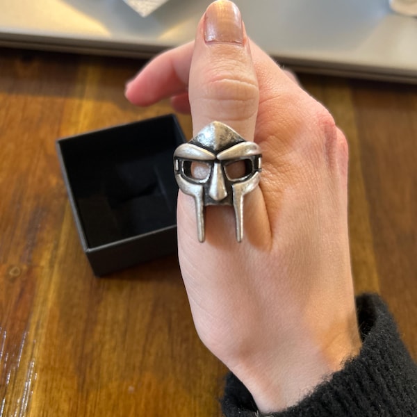 Steel MF Doom Mask Ring - Spartan Helmet Ring, Mens Silver Gladiator ...