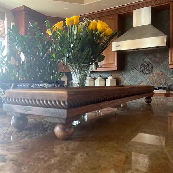Wooden Centerpiece Tray French Country Tray Mantle Tray Rustic Riser ...