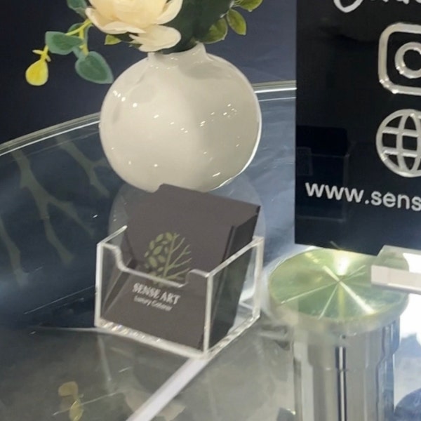 Set of 3 Square Business Card Holder business Card Display Office Desk ...