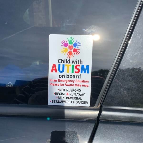 Child With Autism on Board Sticker Car Truck Window Vehicle Emergency ...