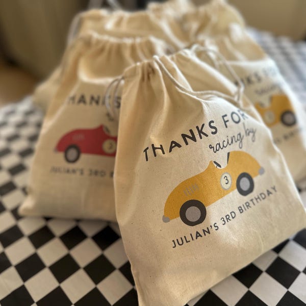 Race Car Birthday Bag - Kids Birthday Favors -customized Goodie Bag ...