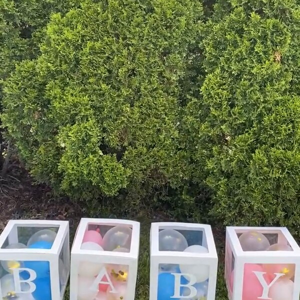4pcs Large White Transparent BABY Boxes for Gender Reveal Party, Baby ...