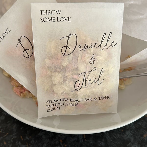 Wedding Confetti Bags - 100% Biodegradable Glassine Bags - Personalised ...