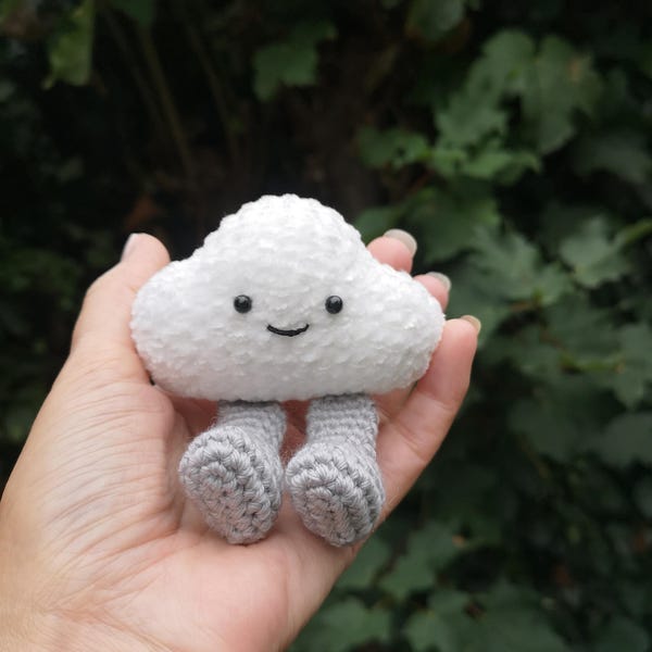 Crochet Cloud Pet Keychain PDF Pattern, Low Sew Crochet Cloud Amigurumi ...