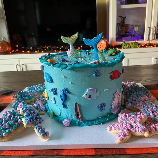 Fondant Tropical Fish Cake Topper,under the Sea,mermaid Tail Cake ...