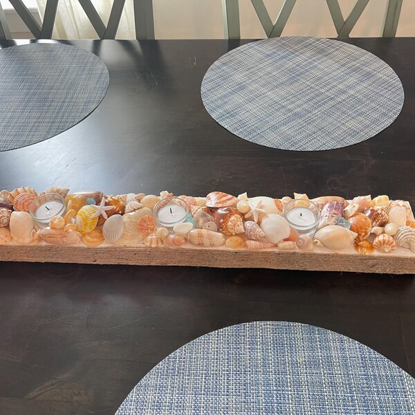 Long Seashell Centerpiece ,seashell Table Decor Candle Holder Beach ...