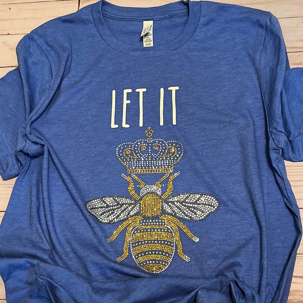 Bee With Crown Queen Bee Rhinestone Iron on Transfer Crystal Sparkle ...