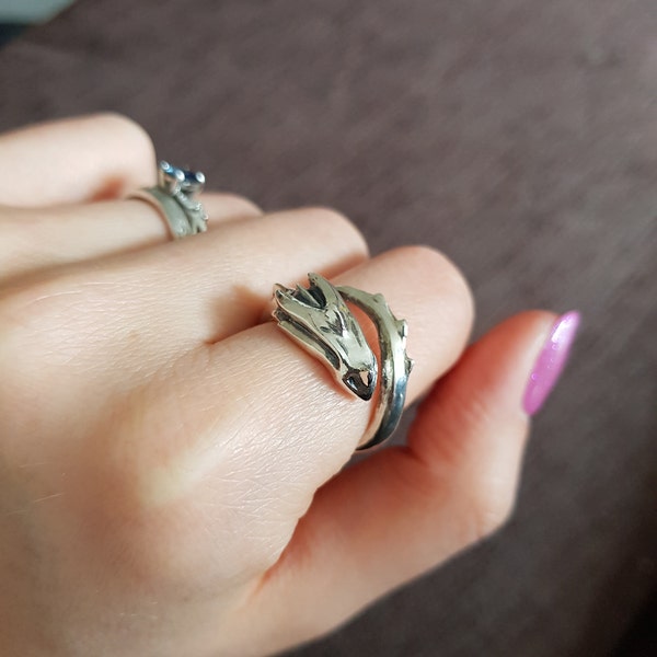 Dragon Wrap Ring in Sterling Silver, Silver Dragon Ring, Silver Wrap ...