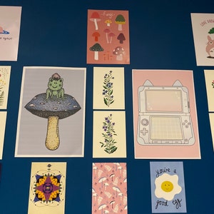 Coastal Shells Art Postcard Seashells and Wildflowers | Etsy