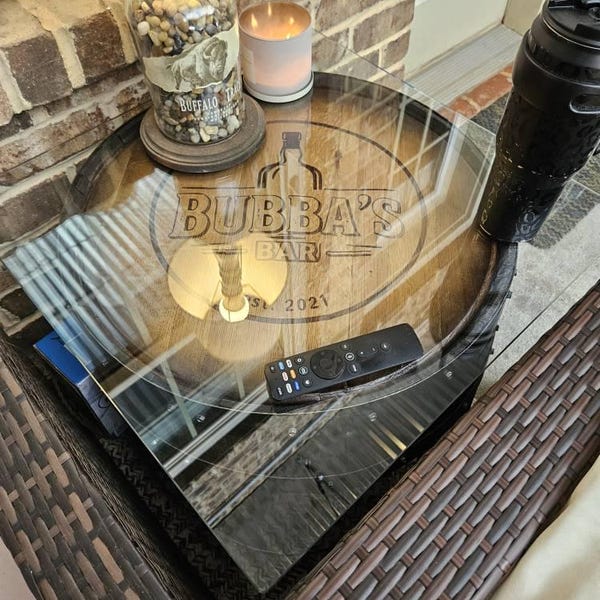 Whiskey Barrel End Table- Custom Engraving Available - Etsy