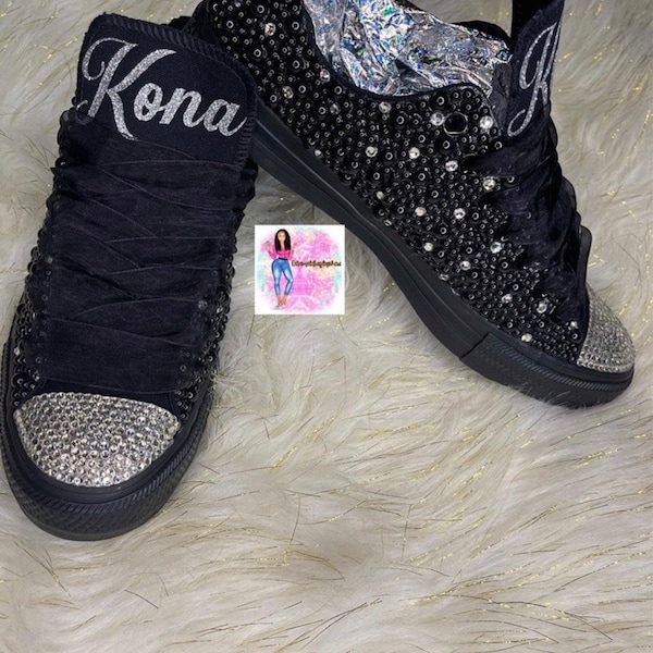 WOMEN Red Bling Converse All Star Chuck Taylor Sneakers LOW TOP - Etsy