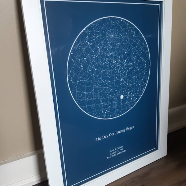 Custom Star Map Print by Date, PRINTABLE Star Chart Poster ...