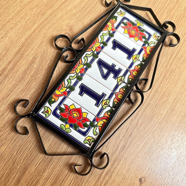 Jacho Black Hand-painted Number Tiles & Metal Filigree Frames: 11 X 5 ...