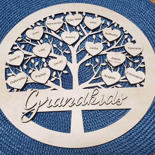 Grandkids Family Tree-family Tree-grandkids-tree-home Decor-gift ...