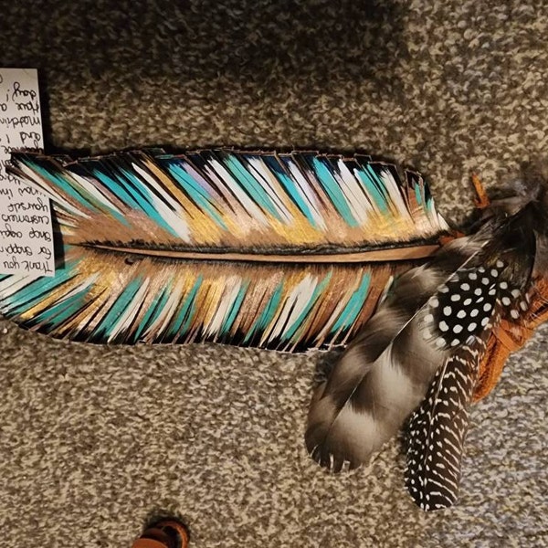 Western Painted and Tooled Leather Feather - Etsy