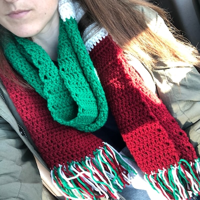 Italy Flag Scarf-unisex Scarf-christmas Gifts for Her-handmade Crochet ...