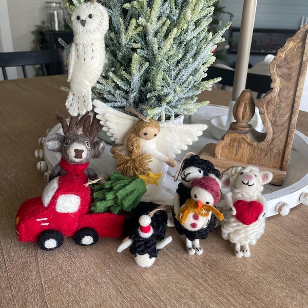 Felt Sheep Holding Heart Ornament, Christmas Stocking Stuffer ...