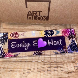 Personalized Name Plate for Desk Leaf Purple Design on Clear | Etsy