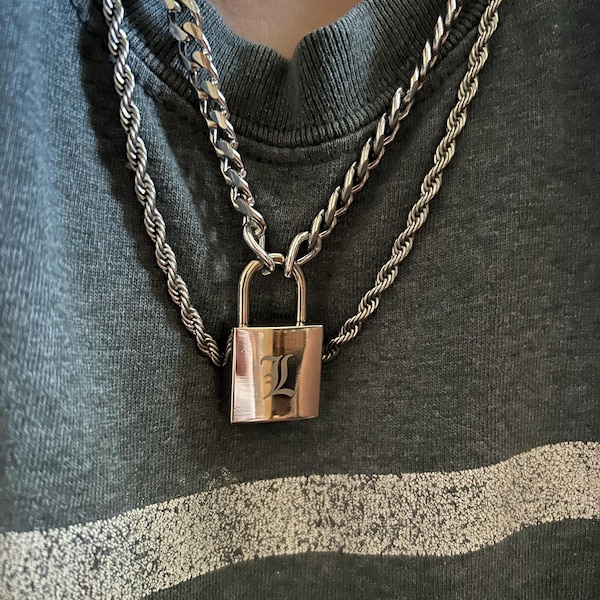 Engraved Padlock Necklace, Custom Lock and Key Set, Gold Day Collar ...