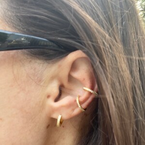 18K Gold Ear Cuff Gold Hoop Earrings Tiny Ear Cuff Cartilage Earrings ...