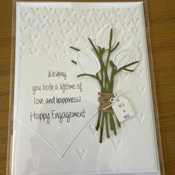 Personalized 3D Floral Engagement Card, Handmade Newly Engaged Card ...