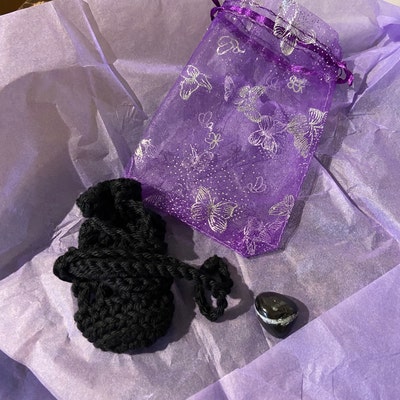 Drawstring Crystal Pouch Necklace, Healing Crystal Pouch Necklace ...