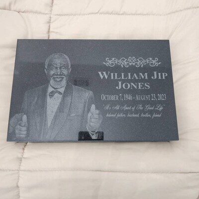 Custom Photo Laser Engraved Granite Headstone Cemetery Grave Marker ...