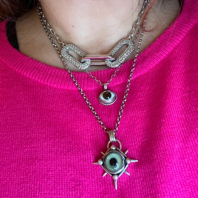 Simple Sterling Silver Glass Eye Necklace choose Your Own - Etsy