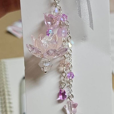 Pink Flower Phone Charm Beaded Lotus Flower Phone Strap Fairycore ...
