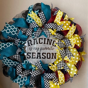 Racing Wreath Race Car Wreath Black White Wreath Race Car - Etsy