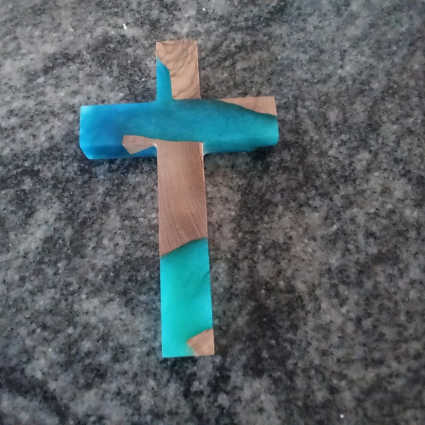 Wooden Crucifix, Resin and Olive Wood Wall Cross, Wall Crucifix, Epoxy ...