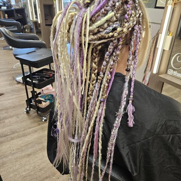 Custom Dreads Mixed Bright Dreadlock Extensions Braids and Wrapped ...