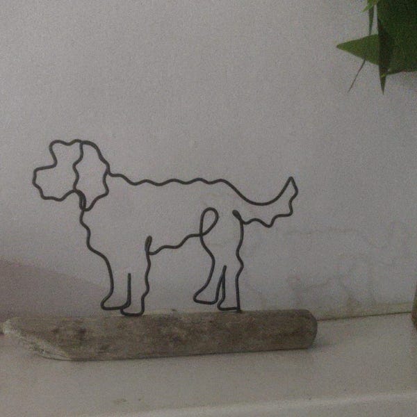 Handmade Wire Sausage Dog Dachsund on Driftwood Box Framed, Home Decor ...