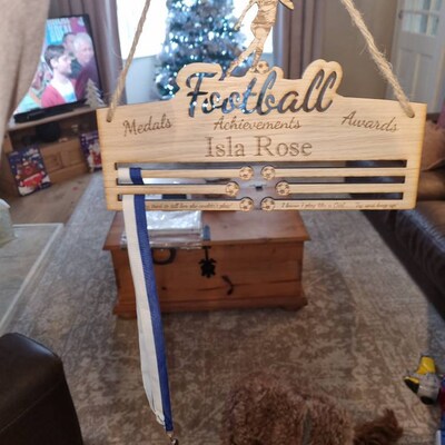 Girls Women's Oak Veneer Football Medal Holder - Etsy