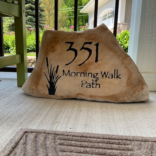 Custom Engraved Carved Stone NAME or ADDRESS - Great Gift. Free Carving ...